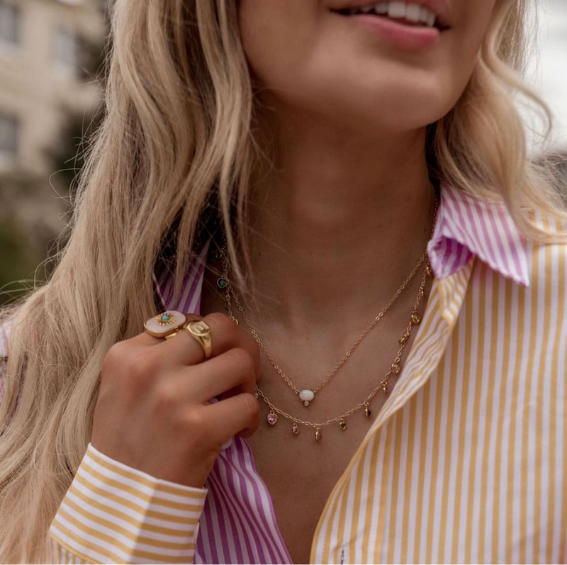 White Topaz and Opal Dainty Necklace: The Lorelei