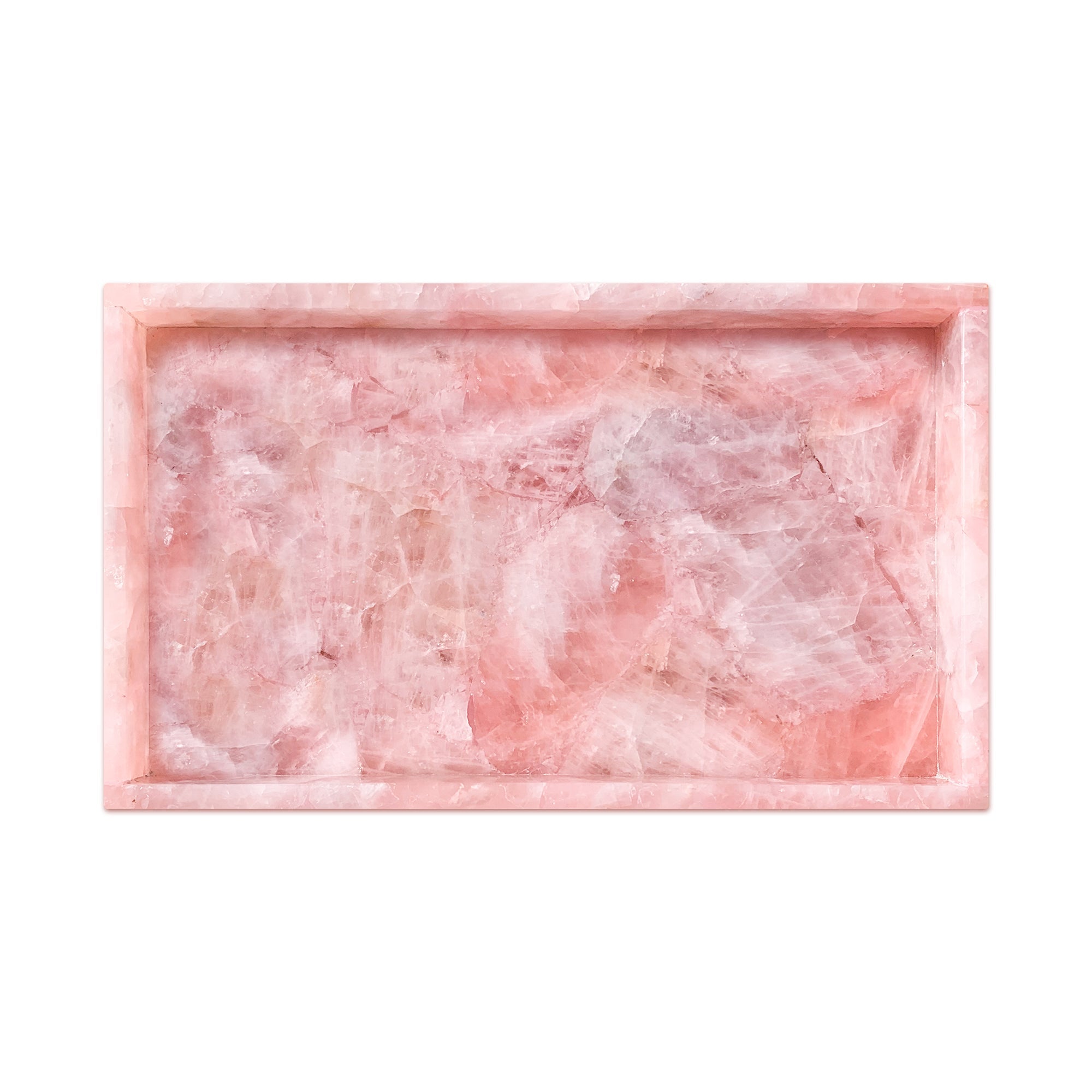 Natural Rose Quartz Rectangular Tray