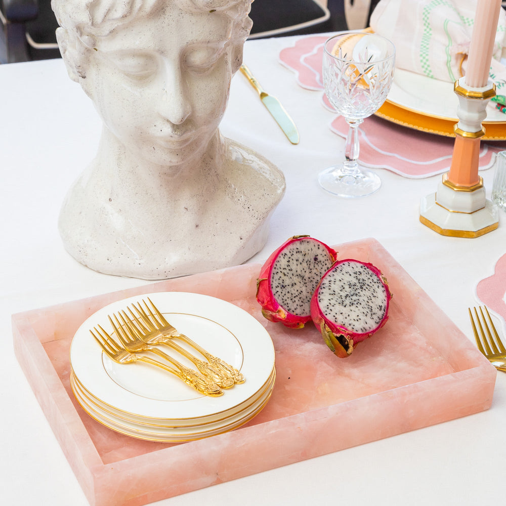 Natural Rose Quartz Rectangular Tray