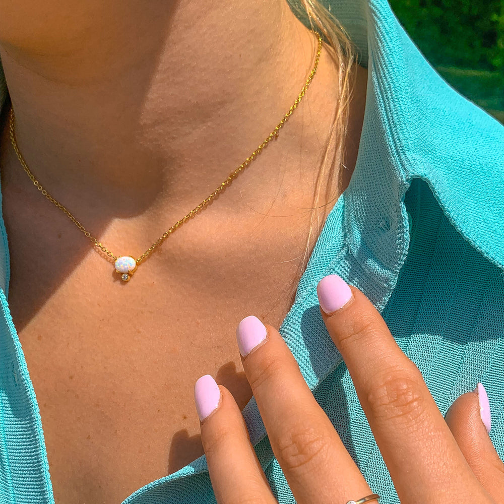 White Topaz and Opal Dainty Necklace: The Lorelei